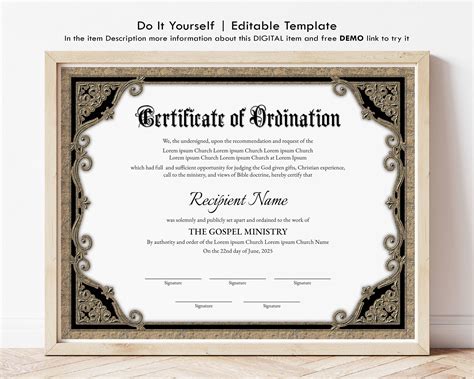 Certificate Of Ordination Template