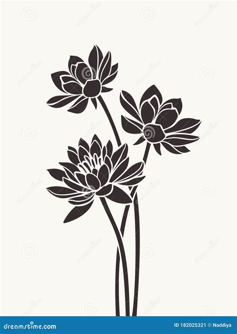 Lotus Flowers With Arow Outline Vector Blooming Lotus Lotus Logo