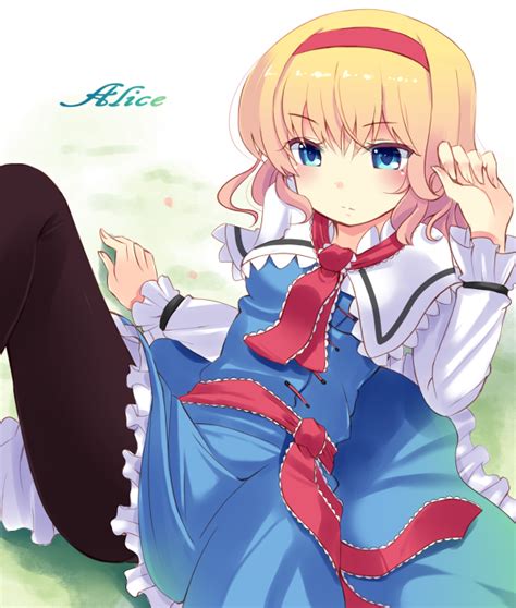 Safebooru Aqua Eyes Black Legwear Black Pantyhose Blonde Hair Blush