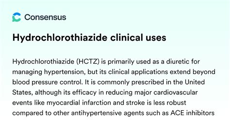 Hydrochlorothiazide Clinical Uses Consensus Academic Search Engine