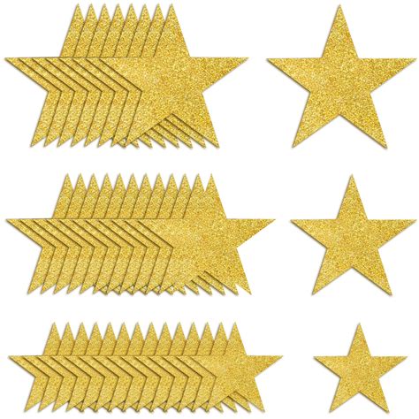 120 Pcs Glitter Gold Five Star Cutouts Paper Star
