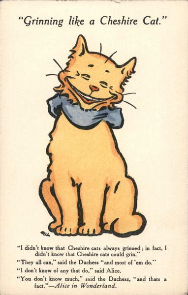 Grinning Like A Cheshire Cat Phrases And Sayings Postcard