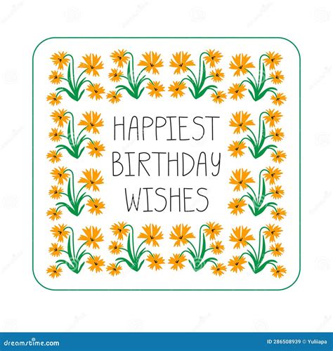 Happiest Birthday Wishes Hand Drawn Lettering Phrase Quote Vector