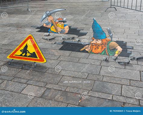 Street Art Showing Optical Illusion Editorial Photo