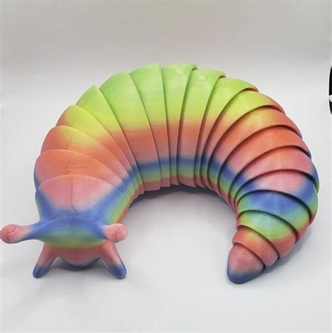 Jumbo Rainbow Fidget Slug Articulating 10 Inch Slug Etsy