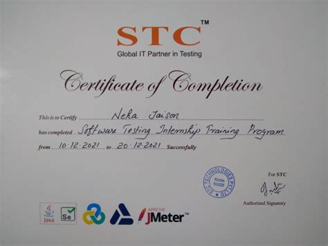 Training Softwaretesting Internship Neha Jaison