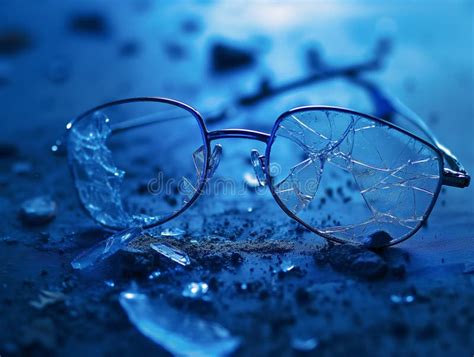 Broken Glasses On A Blue Surface Stock Image Image Of Vision Mess 324875393