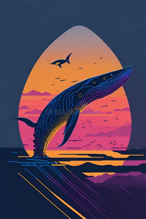 Silhouette Whale Ocean Landscape Stock Illustrations 358 Silhouette