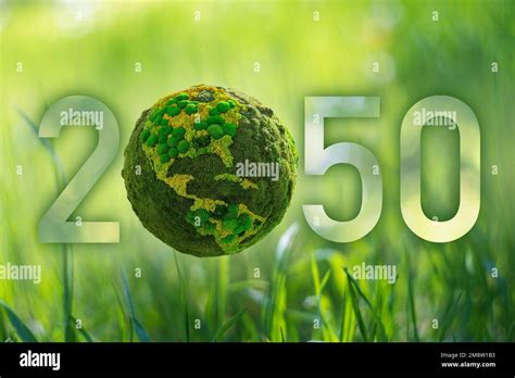 Numbers 2050 With Green Planet A Symbol Of Sustainable Development And