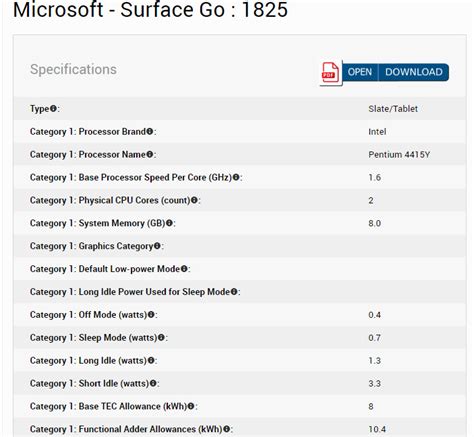 Surface Go Specs Revealed By Energy Star Certification Filing Neowin