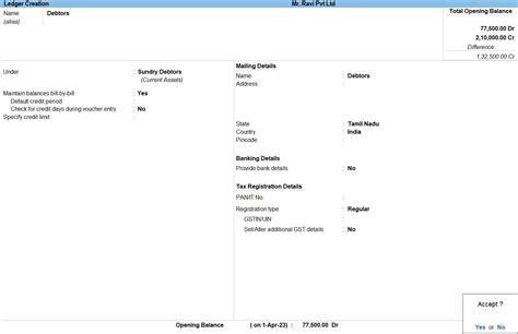 Opening Balance Calculation In Tally Prime