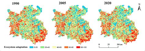Spatial Distribution Pattern Of Ecosystem Adaptation In 1990 2005