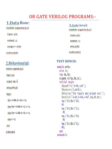 Or Gate Verilog Programs Pdf