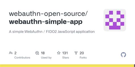 Github Webauthn Open Sourcewebauthn Simple App A Simple Webauthn