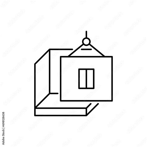 Modular House Construction Line Icon Building Home From Prefabricated Panels Modern Prefab