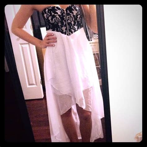 Black And White Lace High Low Dress