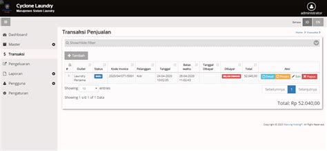 Aplikasi Manajemen Laundry Menggunakan Framework Codeigniter 3