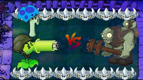 Gatling Pea Vs Scaredy Shroom Attack 999 Zombies Zomboss Plants Vs