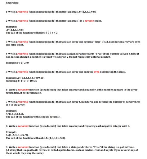 Solved 1 Write A Recursive Function Pseudocode That Print