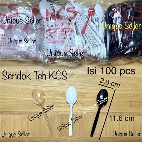 Jual Sendok Teh Plastik Kcs Isi 100 Sendok Puding Agar Jelly Besar Plastik Putih Bening