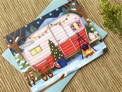 Winter Camper Holiday Cards Vintage Camper Holiday Cards Boxed Set Of