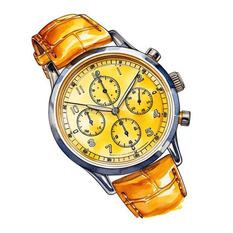 Premium Vector Yellow Color Watch Watercolor Vector White Background Iso