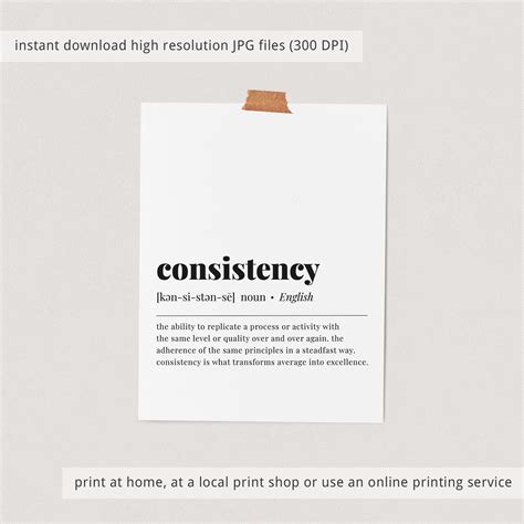 Consistency Definition Printable Consistency Quotes Motivational Wall