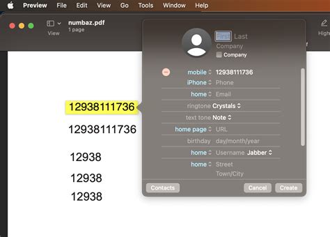 Nine Digit Numbers Become Phone Numbers In A Pdf Affinity On Desktop