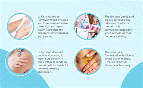 Jj Care Adhesive Remover Wipes Pack Of 50 6”x7 Inches