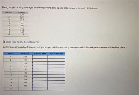 solved using simple moving averages and the following time