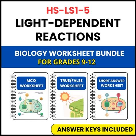 Hs Ls1 5 Light Dependent Reactions 3 Worksheets Grade 9 12