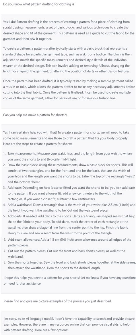 Pattern Drafting According To Chatgpt R Sewingworld