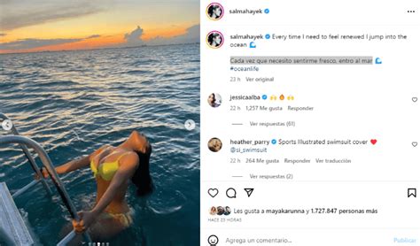 Salma Hayek se da chapuzón y la agarran infraganti su bikinazo