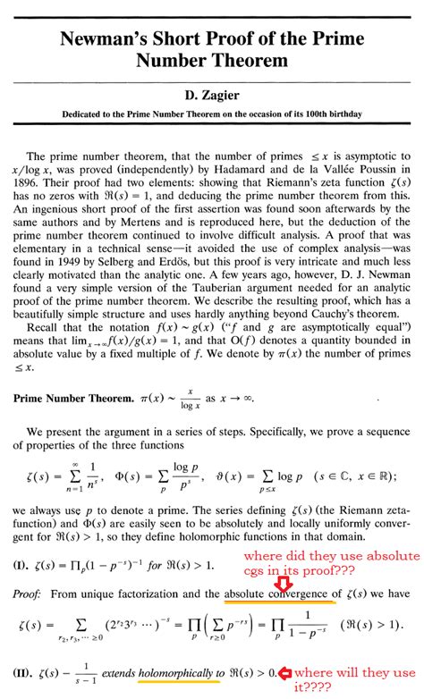 Complex Analysis Newmans Natural Proofanalytic Of Prime Number