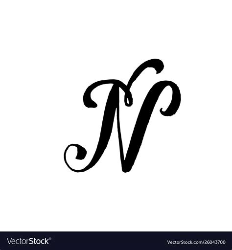 Beautiful Hand Written Capital Letter N With Curls