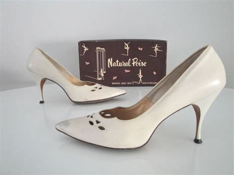 Vintage 1950s 50s Shoes High Heeled Pumps Stilettos With Cut Outs And