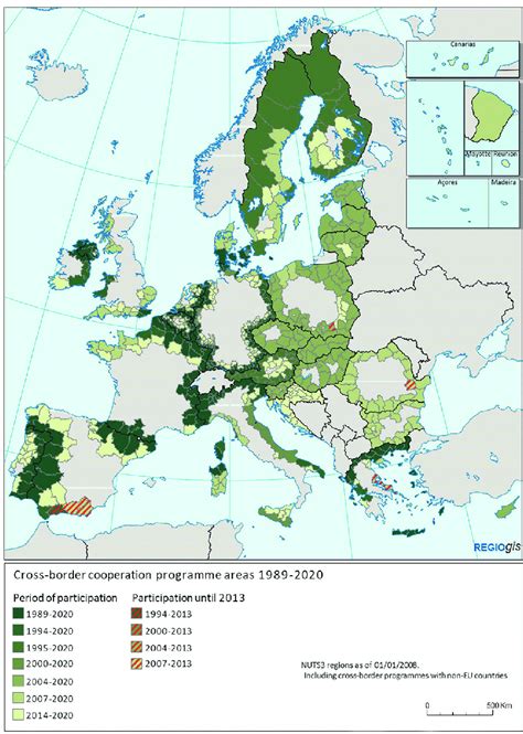 The Evolution Of Interreg A Programmes Areas From 1989 To 2020 Source