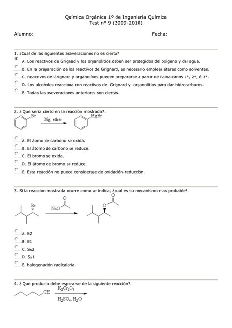 test9 Química Orgánica