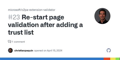 Re Start Page Validation After Adding A Trust List Issue
