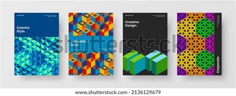 Amazing Geometric Tiles Leaflet Template Collection Stock Vector