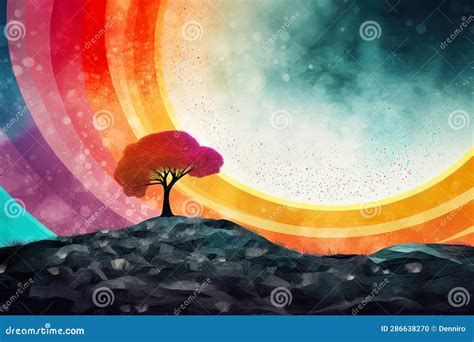 Technicolor Dreamscape With Translucent Beings Shimmering Crystals