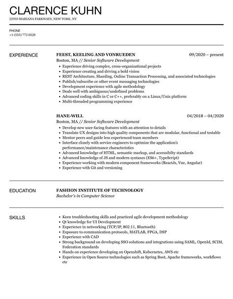 Senior Software Development Resume Samples Velvet Jobs