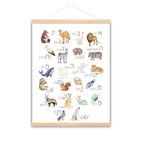 תמונה לחדר ילדים אותיות א ב חיות Milaya