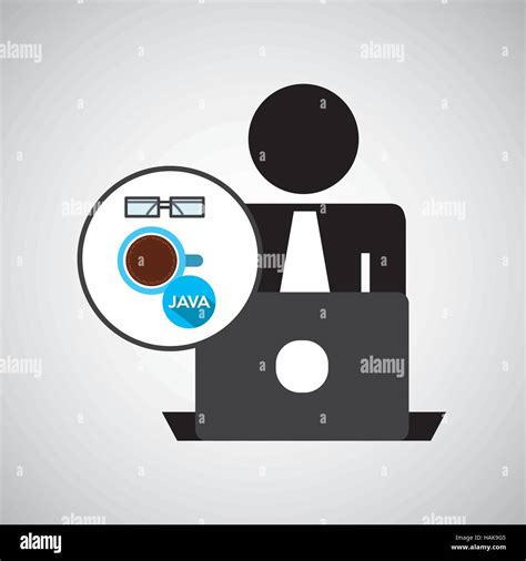 Silhouette Programmer Working Laptop Break Time Vector Illustration Eps Stock Vector Image