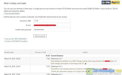 Bukti Pembayaran Online Survey Prediki Melalui PayPal CashSurvey Survei Dibayar