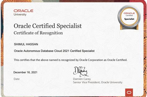 Md Shimul Hassan On Linkedin Oracle Autonomous Database 2021 Specialist 12 Comments