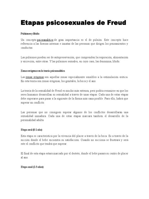 Etapas Psicosexuales De Freud Descargar Gratis Pdf Complejo De