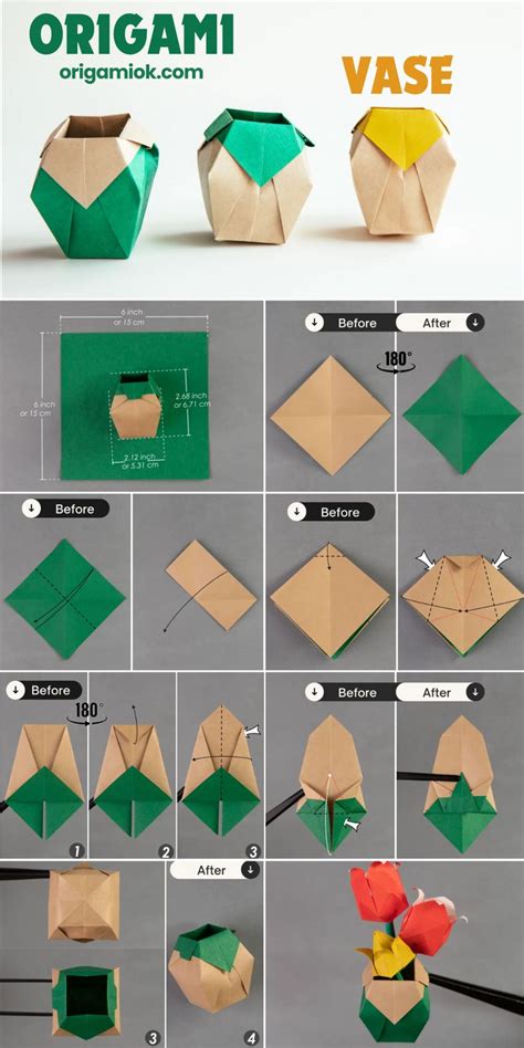 How To Fold An Origami Vase Paper Crafts Origami Origami Easy