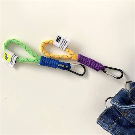 Sale 형광 네온 로프 메쉬 가방참 악세서리 키링 백참 비너