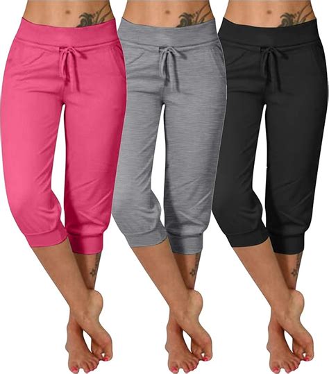 MEIYOUMK Damen 3 4 Länge Trainingshose Kurze Sporthose Mode Kurze Hosen
